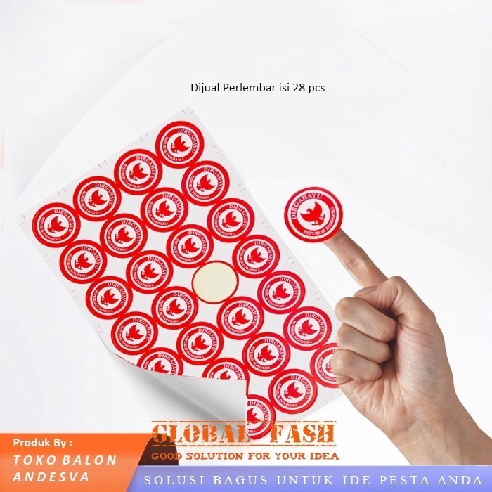 PUTIH MERAH (content 28) Round garuda motif cheek stickers / red and ...