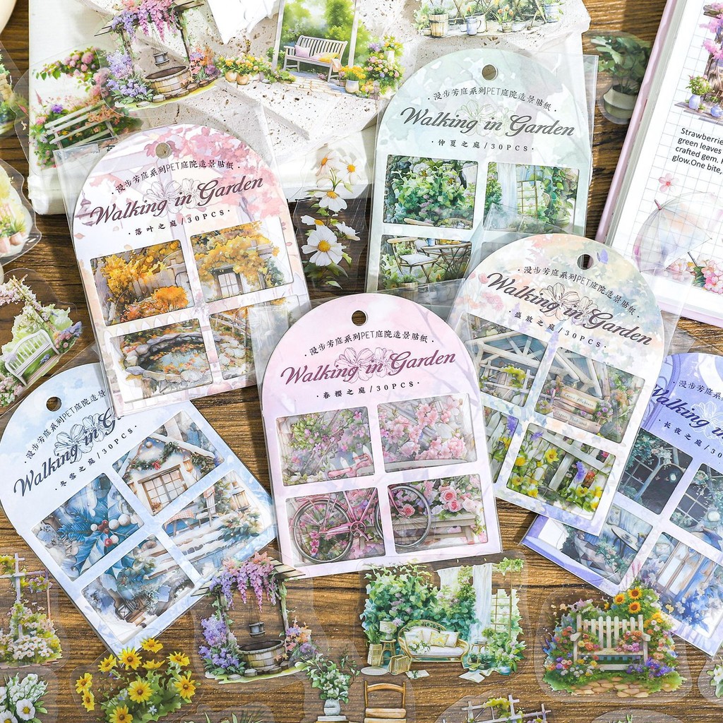 30 Pcs Garden Window Themed Stickers Set Waterproof Stickers Decals ...