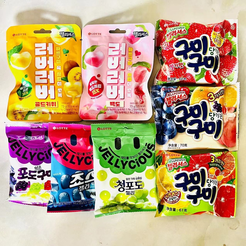 Imported Snacks Candy Lotte Mixed Fruit Flavor Gummy 0g Bag Korean Peach QQ Candy Grape Orange ...