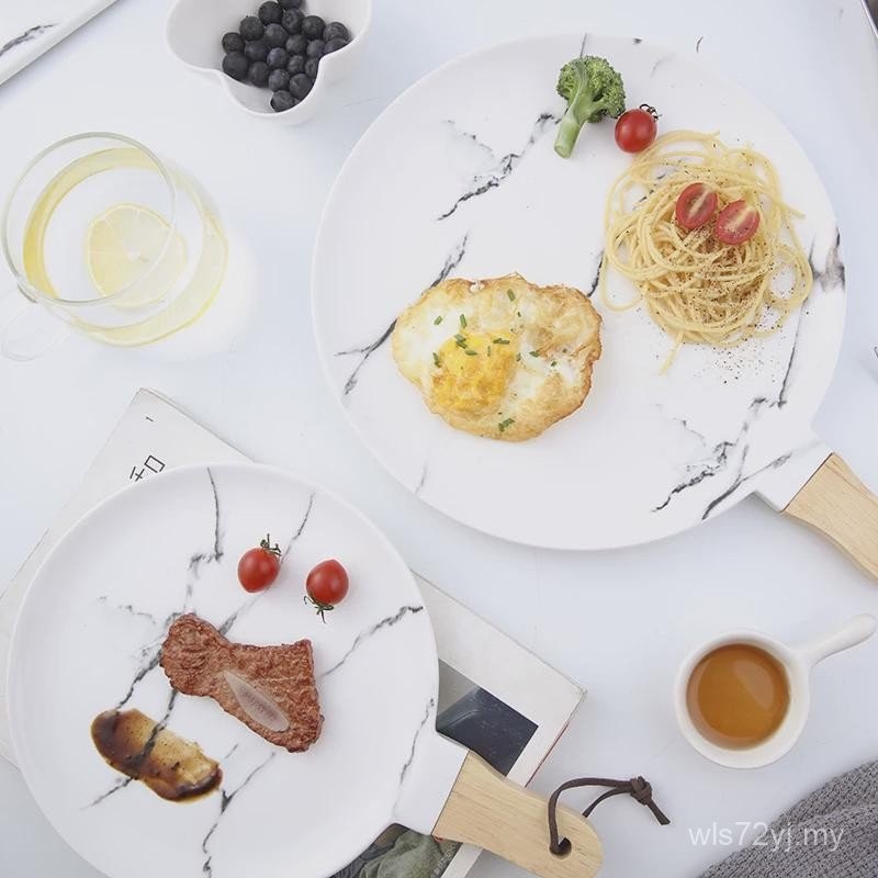 Corak Marmar Seramik Kreatif Nordic Pinggan Makan Malam Barat Pinggan ...