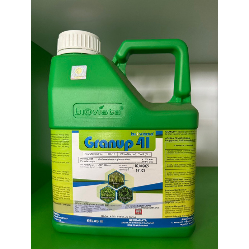 [ORIGINAL] 4L Biovista Granup 41 / Racun Rumput Rumpai / Racun Batas ...