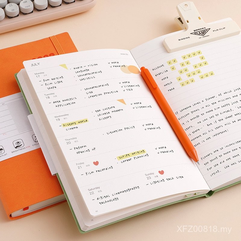Efficiency Manual One Page Monday Schedule Daily Work A5 Clock Card ...