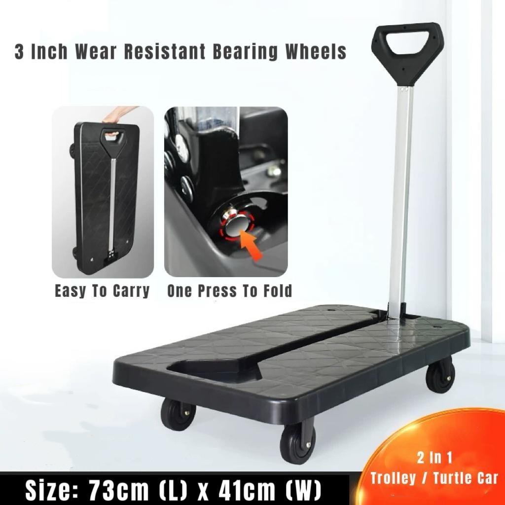 Buyerpick Foldable PVC Platform Hand Truck 4 Wheel Trolley with Extra ...