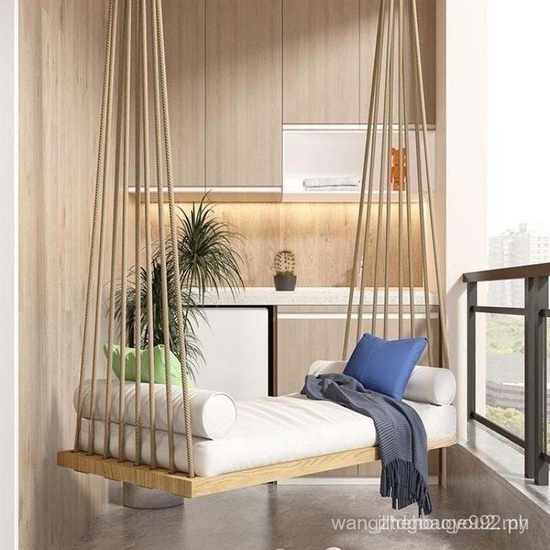 Solid Wood Swing Outdoor Hanging Basket Single Double Seat Seater Swing ...