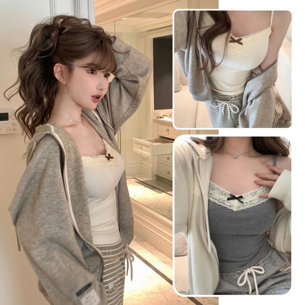 Women's Fashion Spaghetti Strap Top Lace Underwear With Foam Padding ...