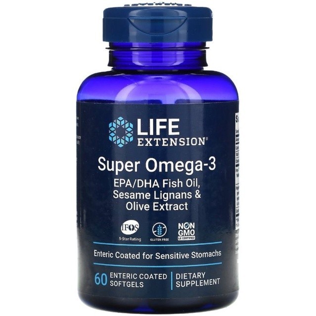 Life Extension, Super Omega-3 EPA/DHA Fish Oil, Sesame Lignans & Olive Extract, 60 or 120 ...