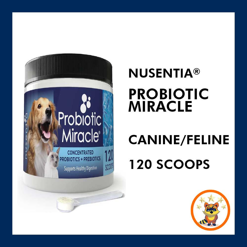 Nusentia Probiotic Miracle Canine Dog & Feline Cat 1 Jar 120 Scoops ...