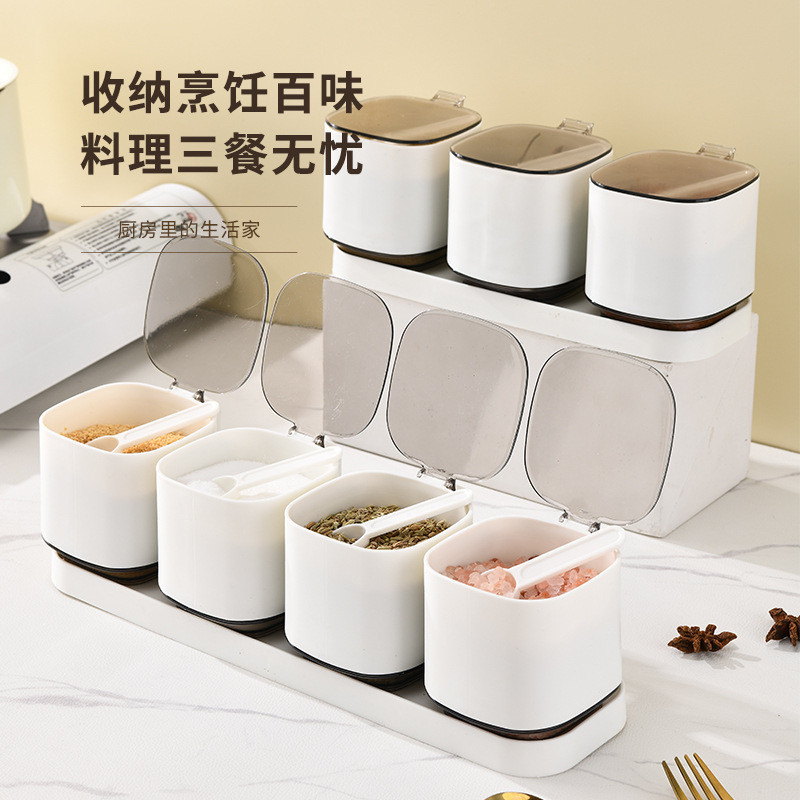 Multi-grid Combination Plastic Seasoning Box Kitchen Seasoning Storage ...