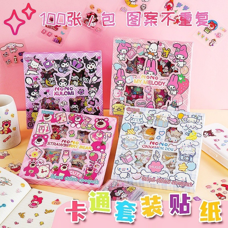 100 Pcs/Set Cute Sanrio Nono Sticker PVC Waterproof Sticker Cinnamoroll ...