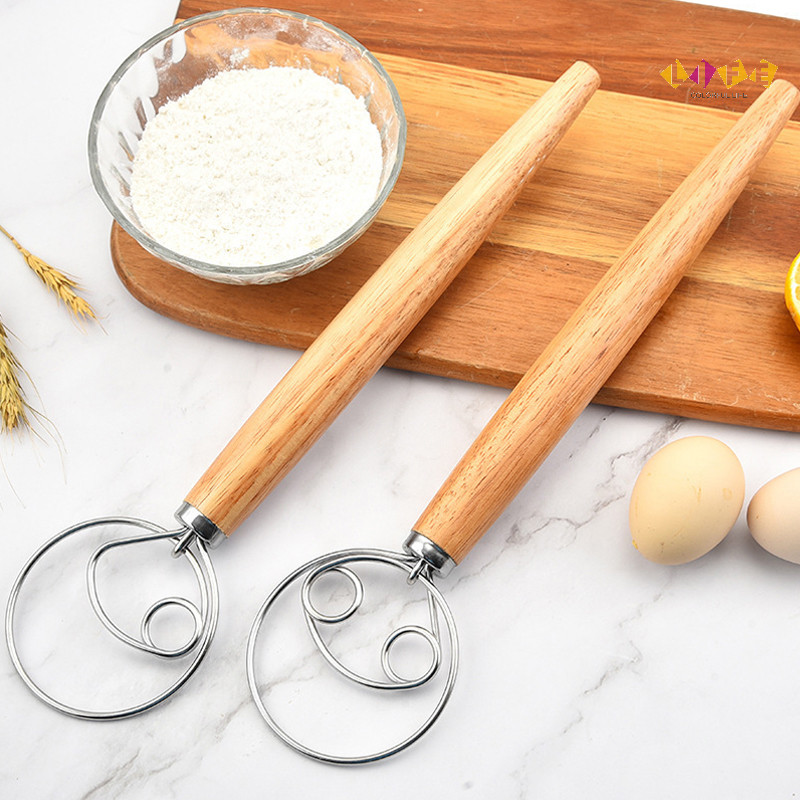 Colorfullife Large Hand Dough Whisk Bread Mixer Stainless Steel Cake Pastry Dough Mixer Stick