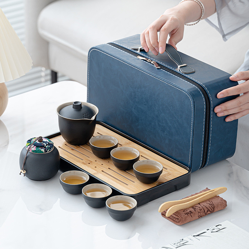 Travel Tea Set Whole Set Kung Fu Tea Set Portable New Chinese Black ...