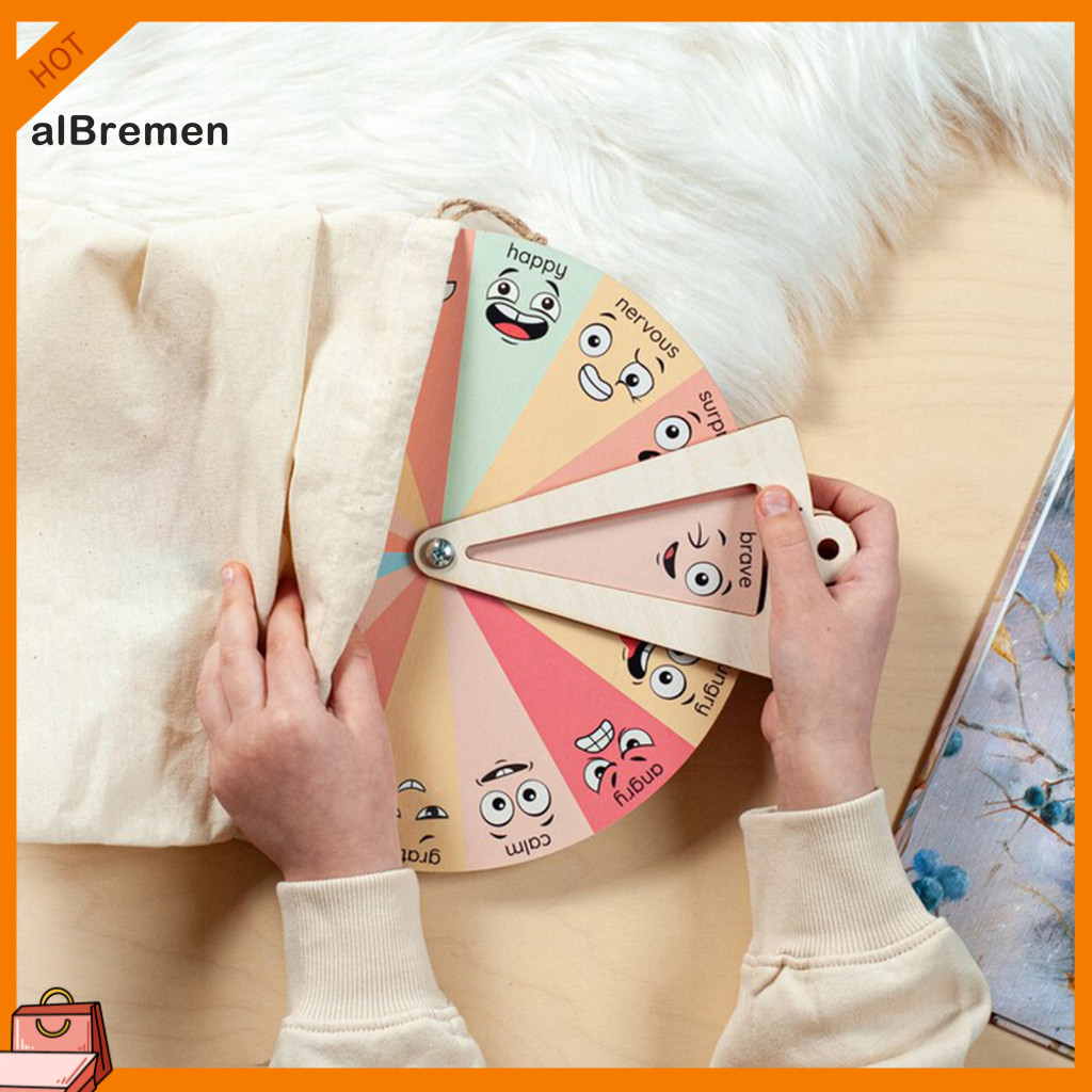 (New) Children Feelings Wheel Emotional Awareness Tool Wooden Emotion ...