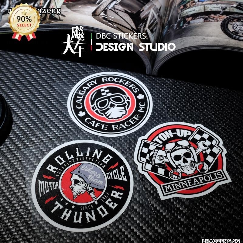 Ready Stock Cafe Racer Retro Rider Helmet Motorcycle Modified Sticker ...