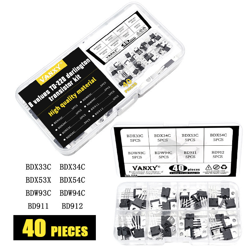 8 values kit TO-220 darlington transistor triode BDX33C BDX34C BDX53C ...