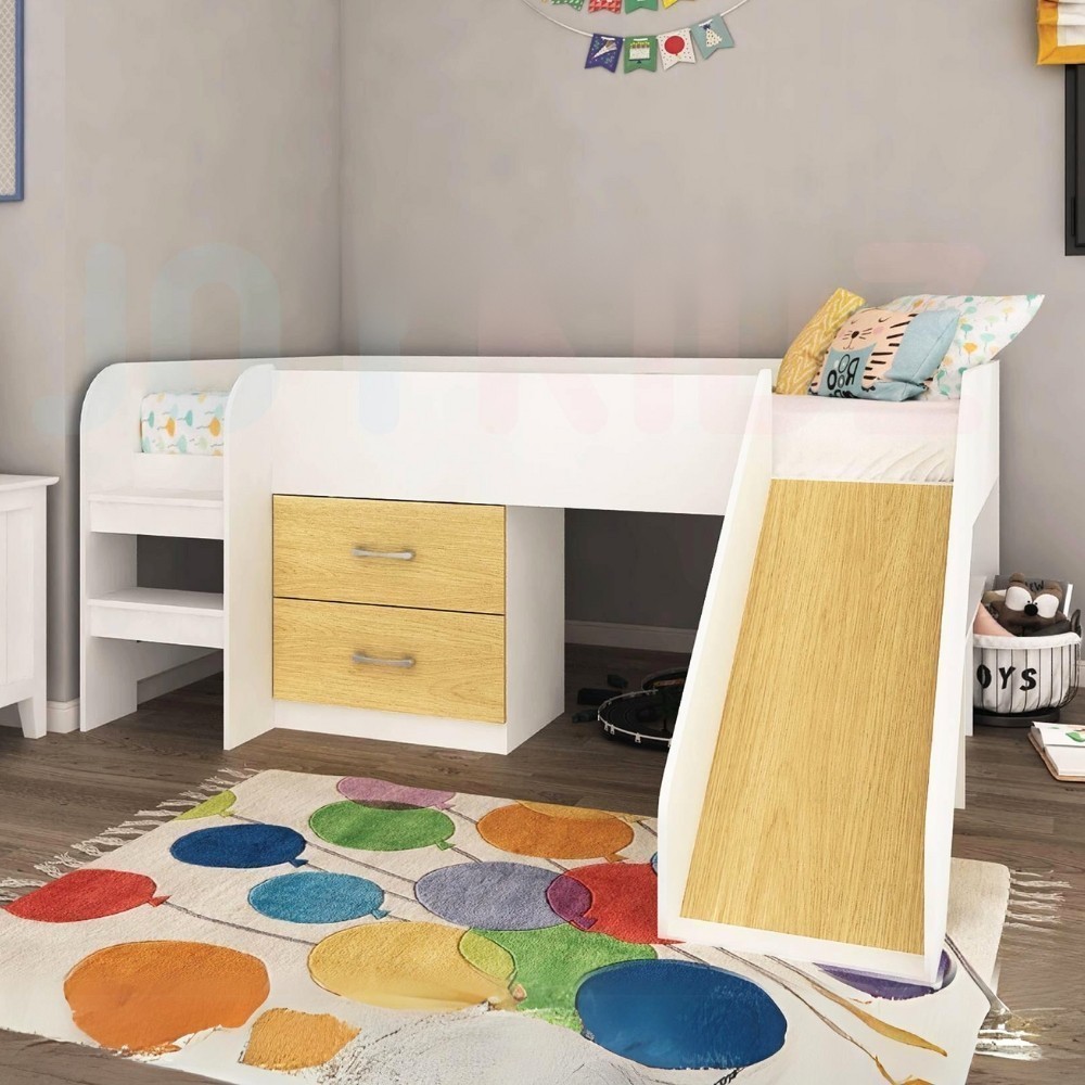 LOFT Living TOBBY Mid Sleeper Bed With Slide-White | Shopee Malaysia