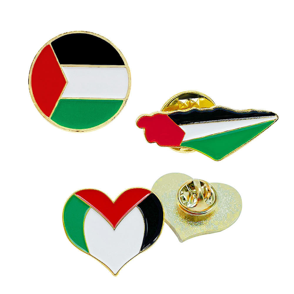 Free Palestine Flag Badge Pin Love Round Metal Brooch Men's And Women's ...