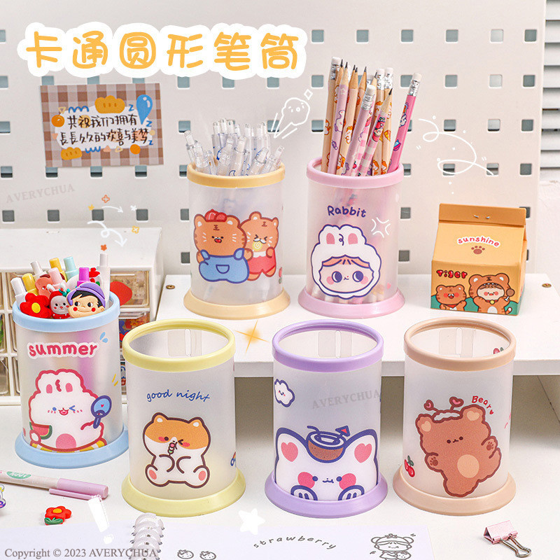 Cartoon Round Pen Holder Bekas Pen Cute Pencil Holder Stationery ...