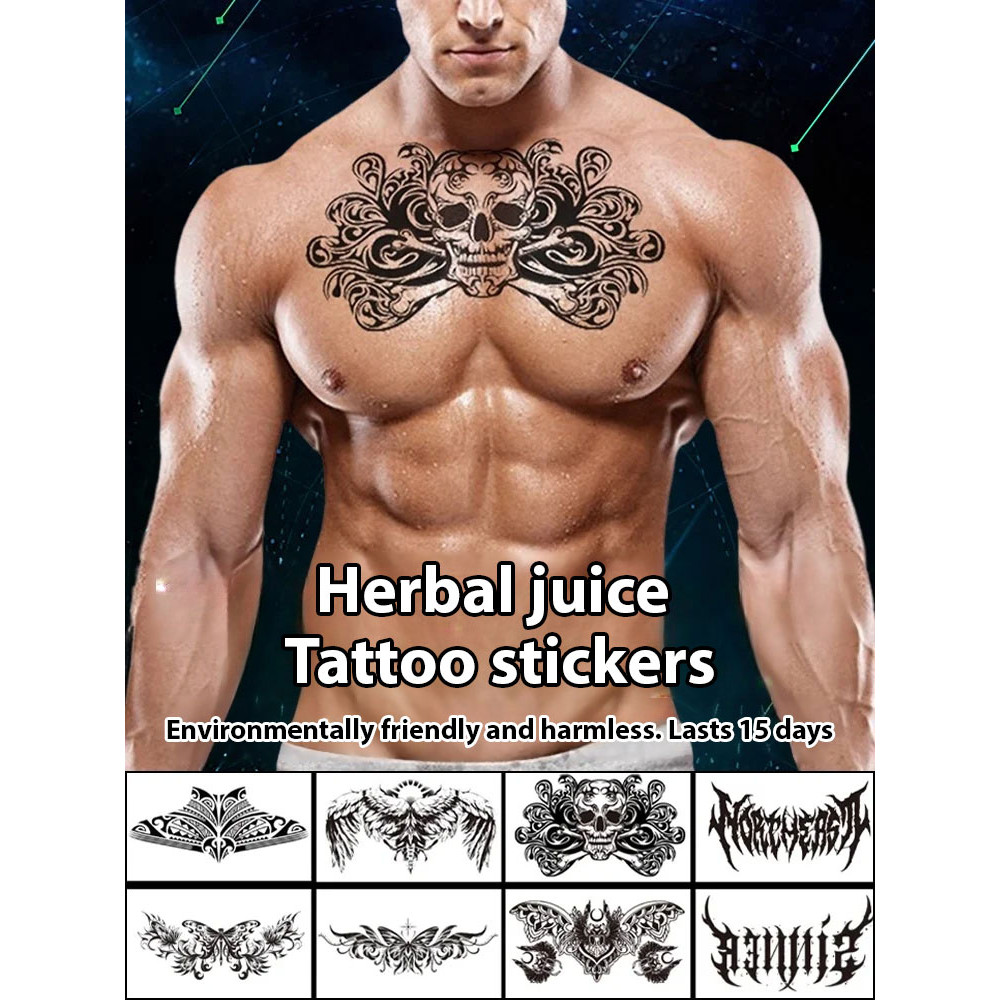 Herbal Juice Tattoo Stickers Semi-Permanent Flower Breast Tattoo ...