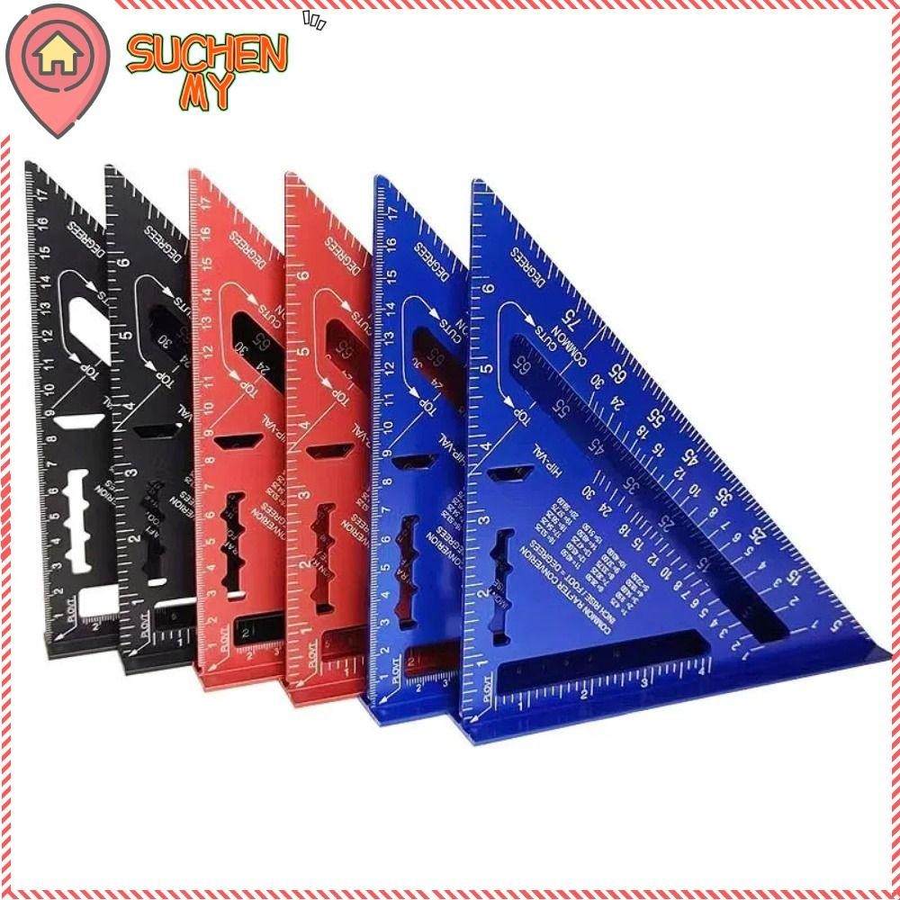 SUCHENMY 7Inch Triangle Ruler, Protractor Square Measurement Aluminium ...