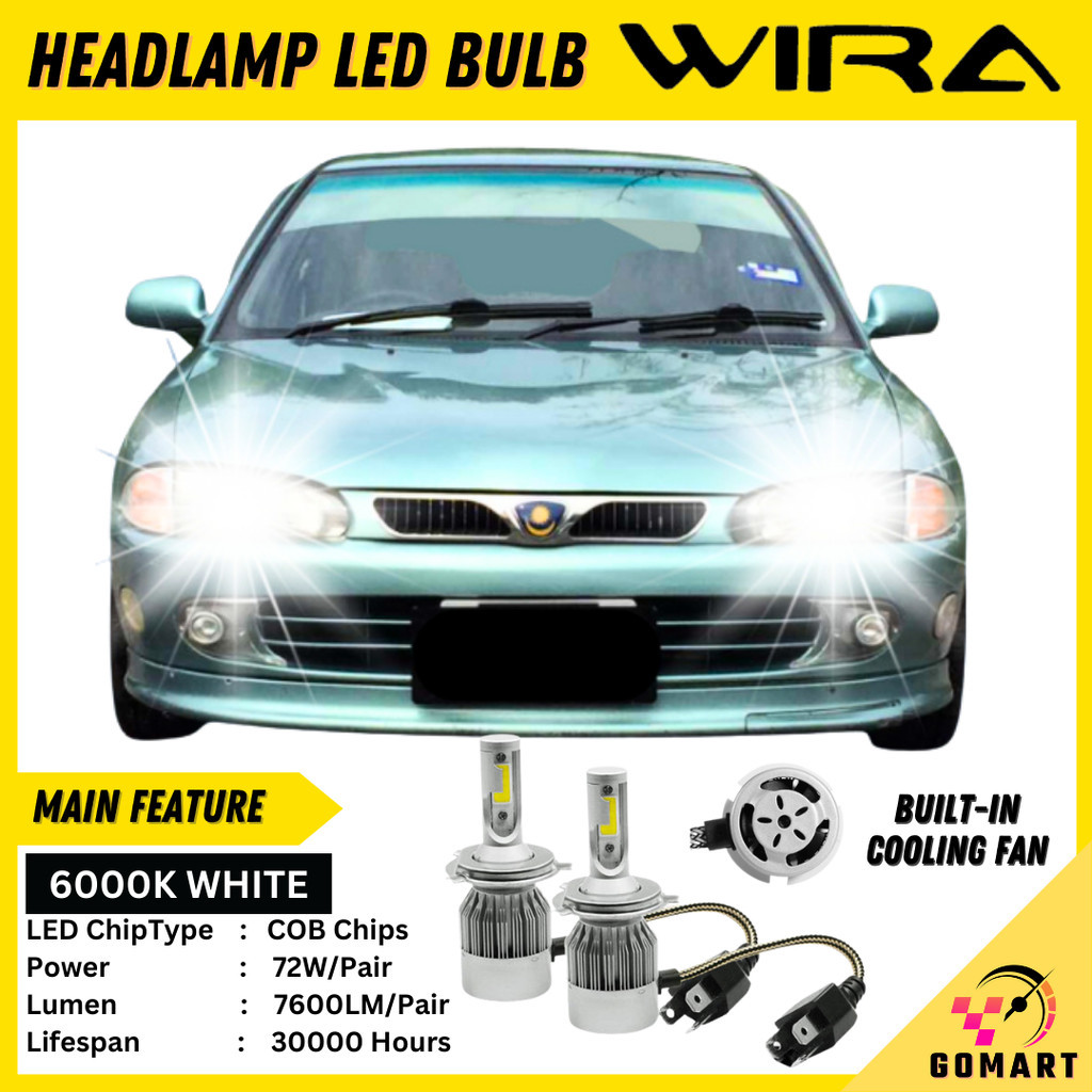 PROTON WIRA WHITE LED Headlamp Headlight High Beam Bulb Mentol Lampu ...