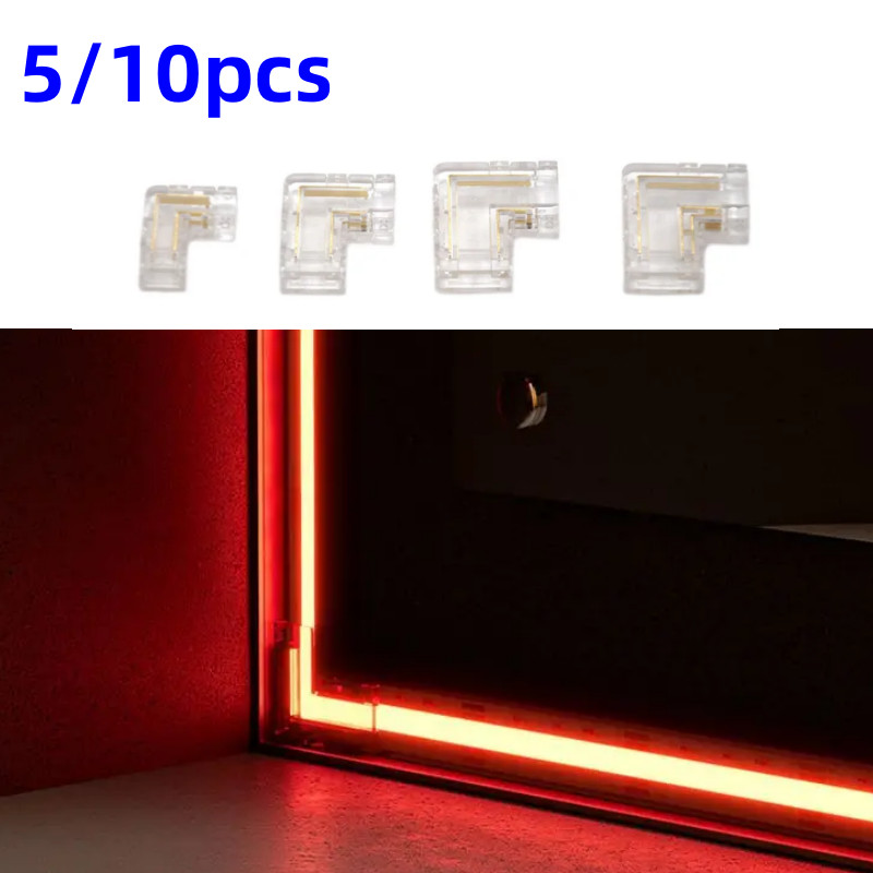 L Shape Connector 5/10pcs COB LED Wire Connector 8 10mm Connection ...