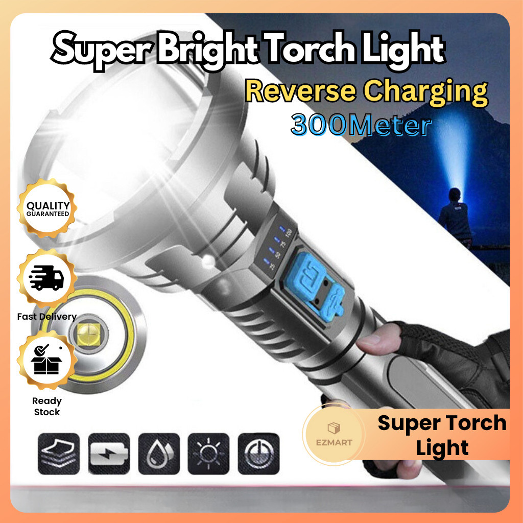3 Mode Waterproof LED Torch Light Rechargeable Flashlight Handheld ...