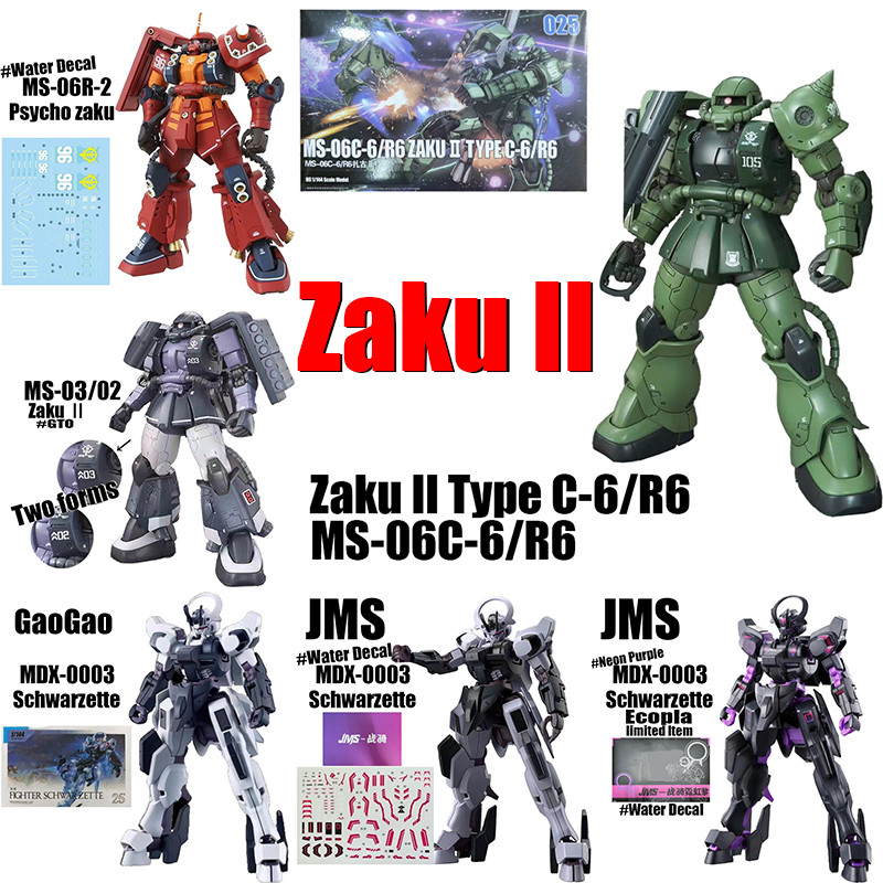 Zaku II Type C-6/R6 Schwarzette HG Gundam GM Spartan Hyaku Shiki Z GOK MS-06C-6/R6 RX-78-2 HG ...