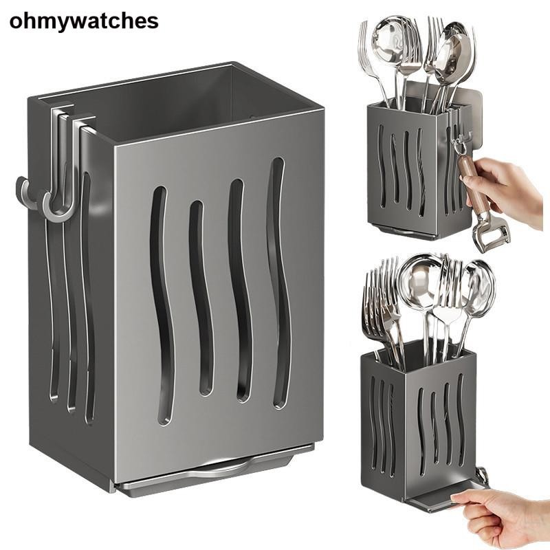 Wall-mounted Utensil Holder Tube Spoon Storage Box Tableware Bucket ...