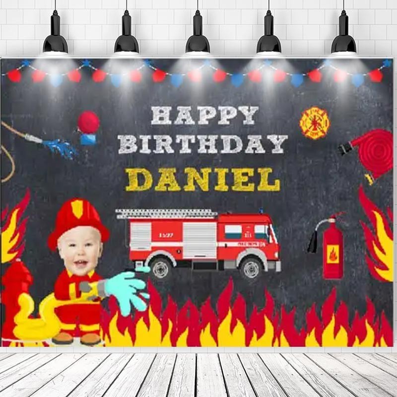 Firefighter Birthday Backdrop For Photography Baby Shower Kids Children ...