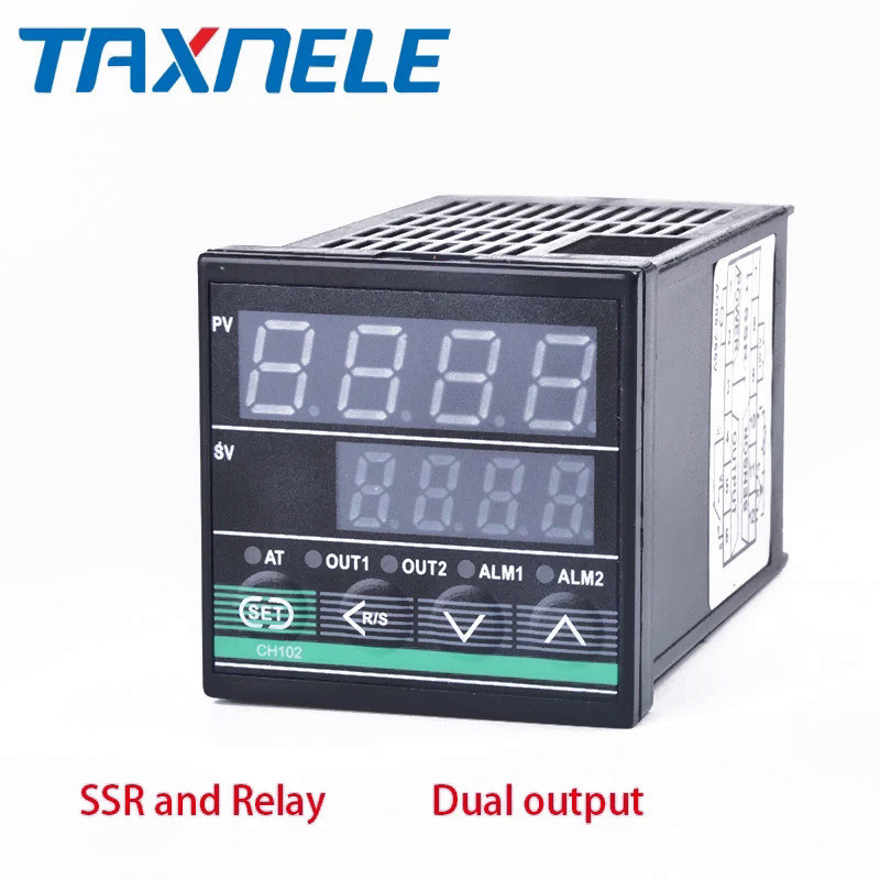 CH102 Dual Output SSR and Relay Two Relay Output LCD Digital PID Intelligent Temperature ...