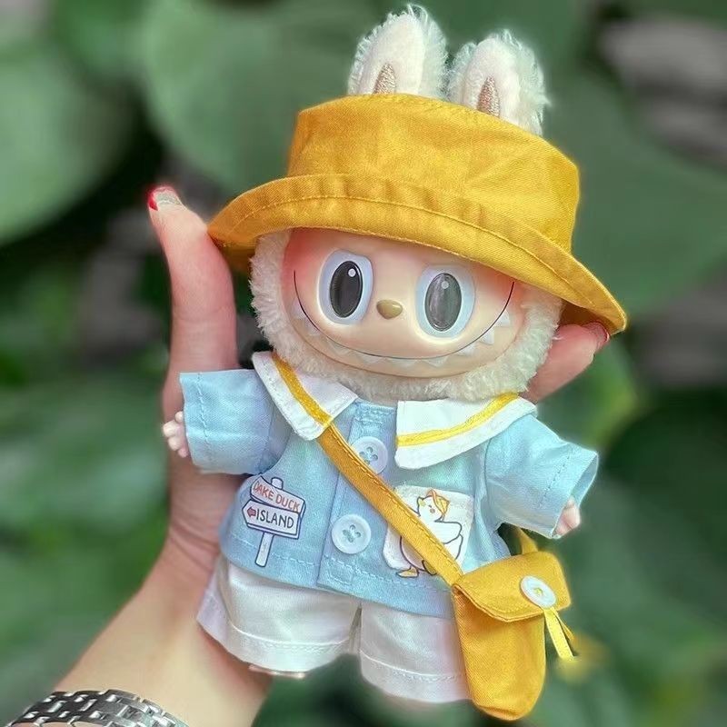 ((Only Clothes) 17cm Pendant labubu Cute Student School Uniform Set Macaron labubu Kindergarten ...