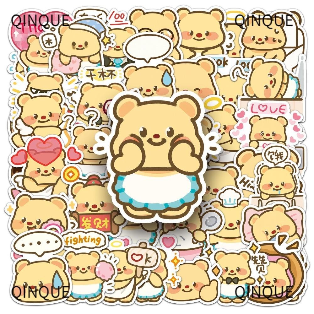 QQIN 50 PCS Butter Bear Stickers, PVC Cartoon DIY Sticker, Self ...