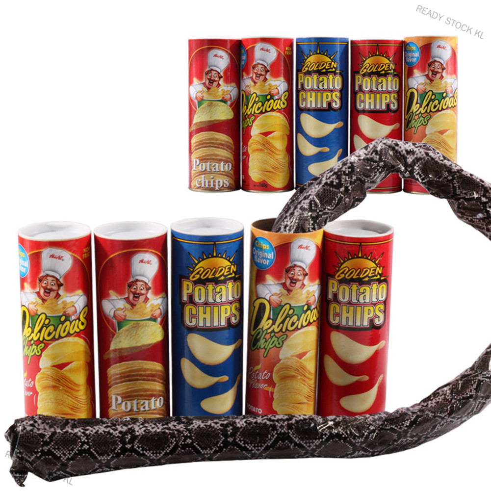 Funny Tricky Toys Plastic Potato Chip Can Jump Fake Snake Joke Prank ...