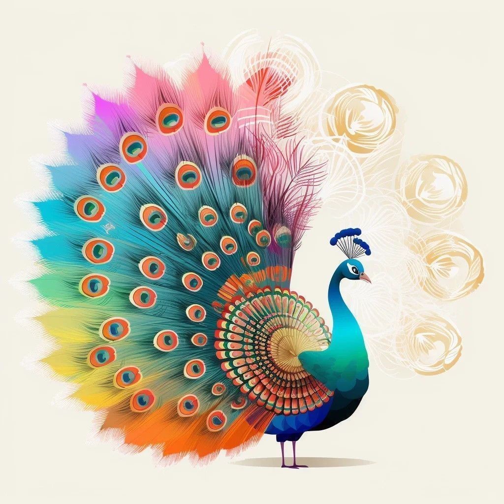 Colorful Peacock Open Screen Stickers Living Room Bedroom Study HD Wall ...