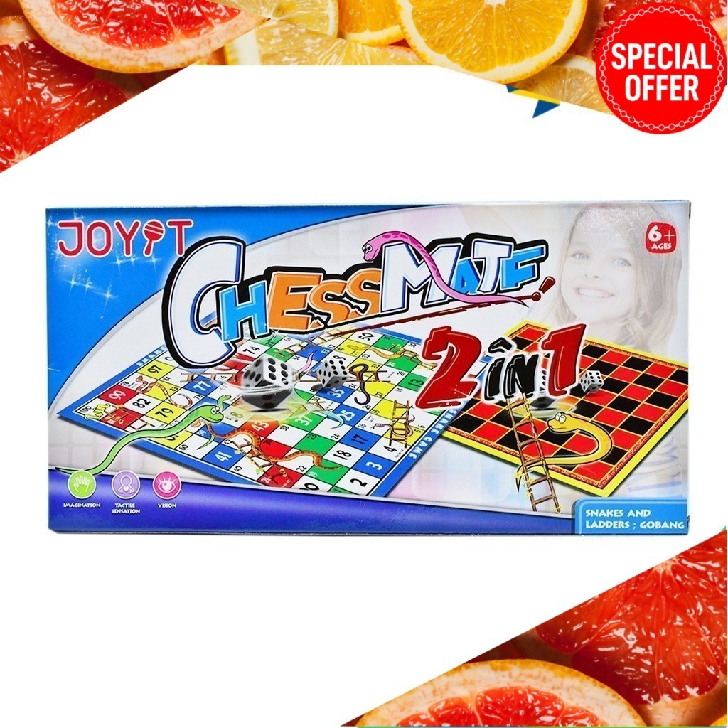 (2-In-1) Dam Haji Dam Ular, Games Checkers/ Snakes & Ladder Board Games ...