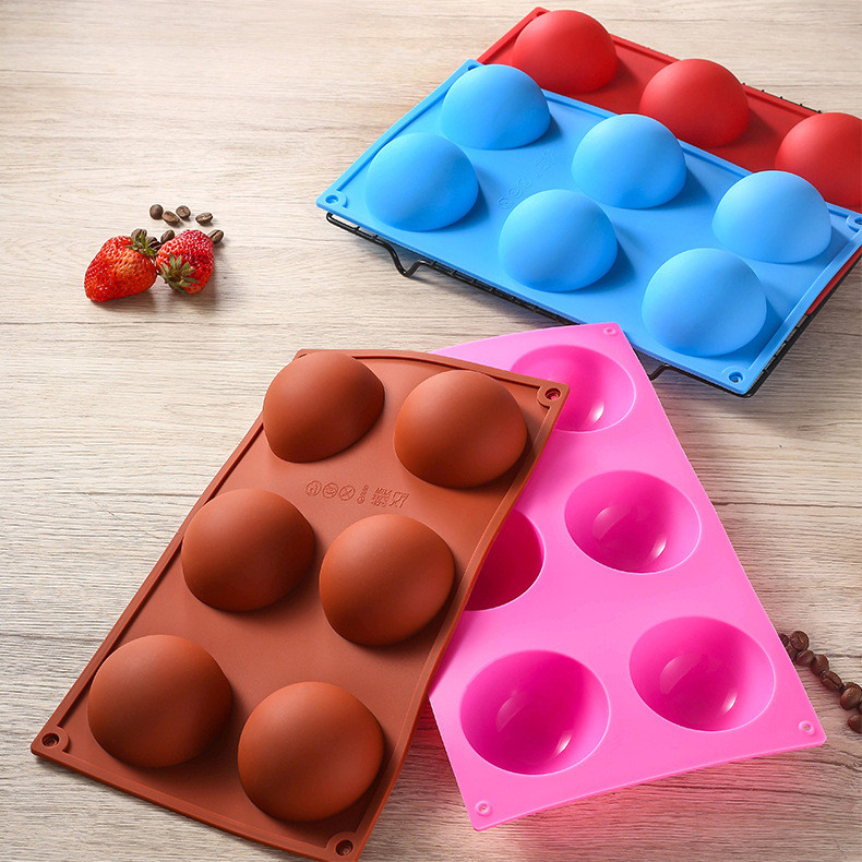 Large 6-Hole Silicone Semi-Round Jelly Pudding Halloween 3d Chocolate ...