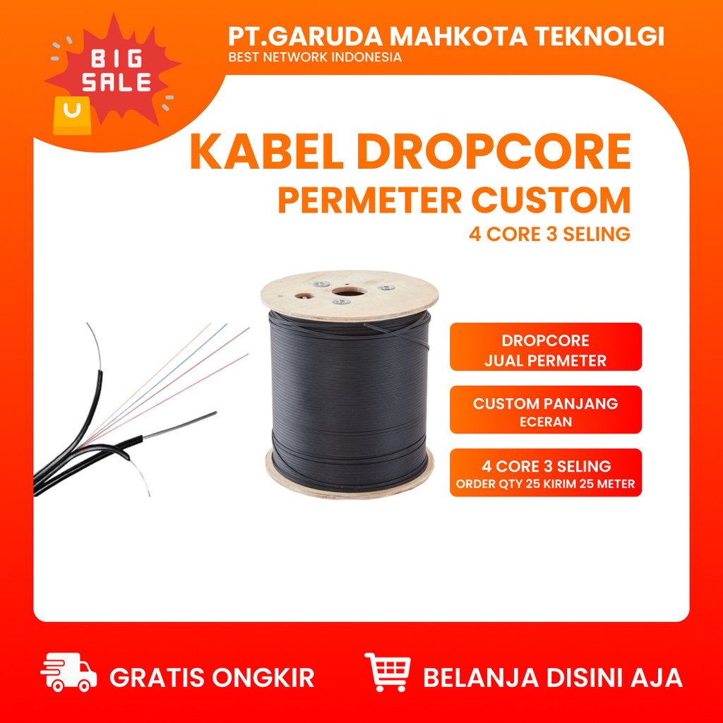 Dropcore Fiber Optic Cable 4 Core 3 Alternating Permeter Custom Retail ...