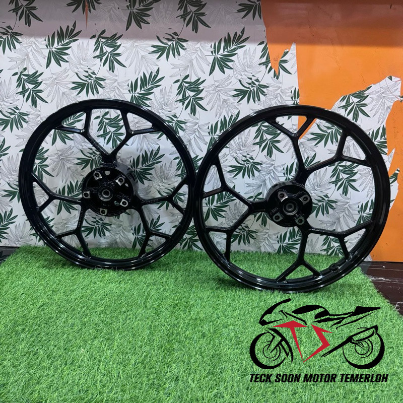 (AEROX THAI) R63 SPORT RIM Y15ZR Y16ZR 1.6/1.6-17 BLACK GOLD CUTTING ...