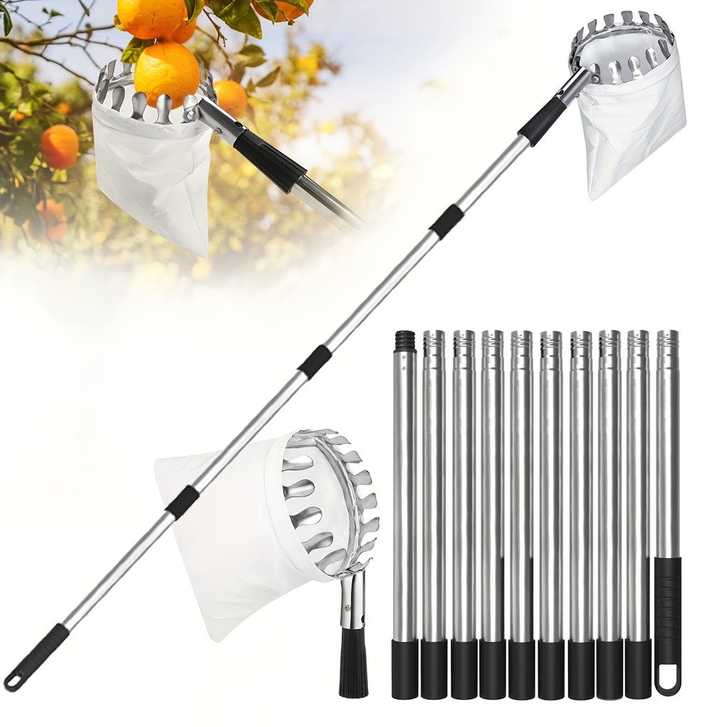 11ft Adjustable Fruit Picker Pole with Basket, Lightweight Stainless ...