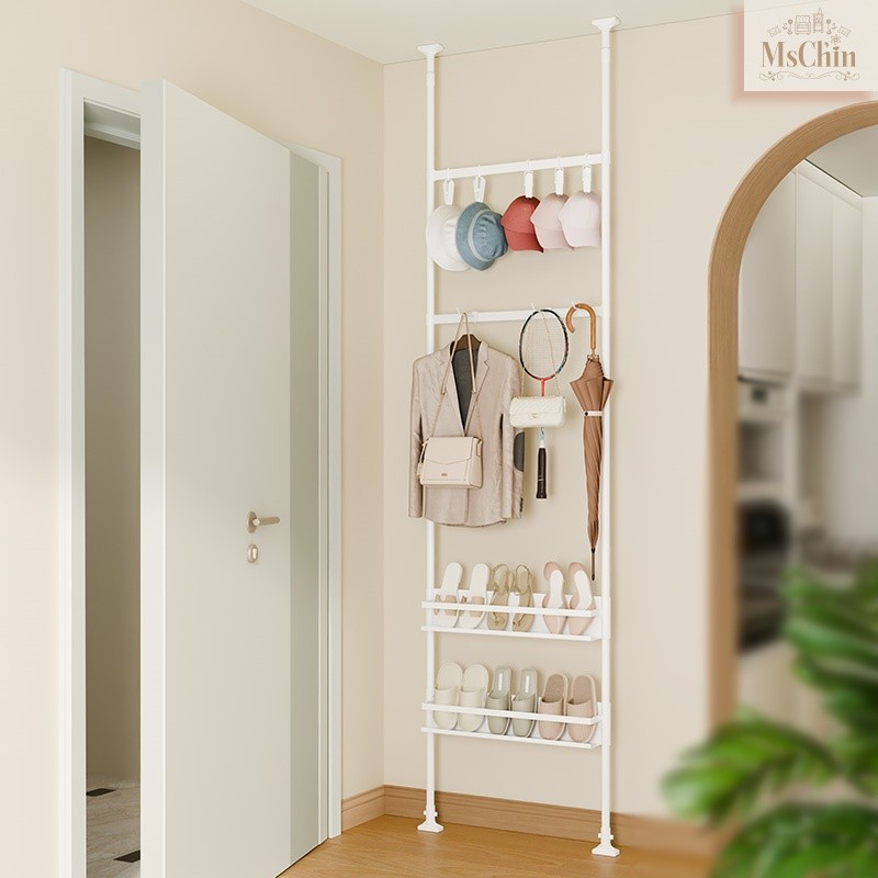 Narrow multi-function rack shelf behind door Steel rack badminton ...
