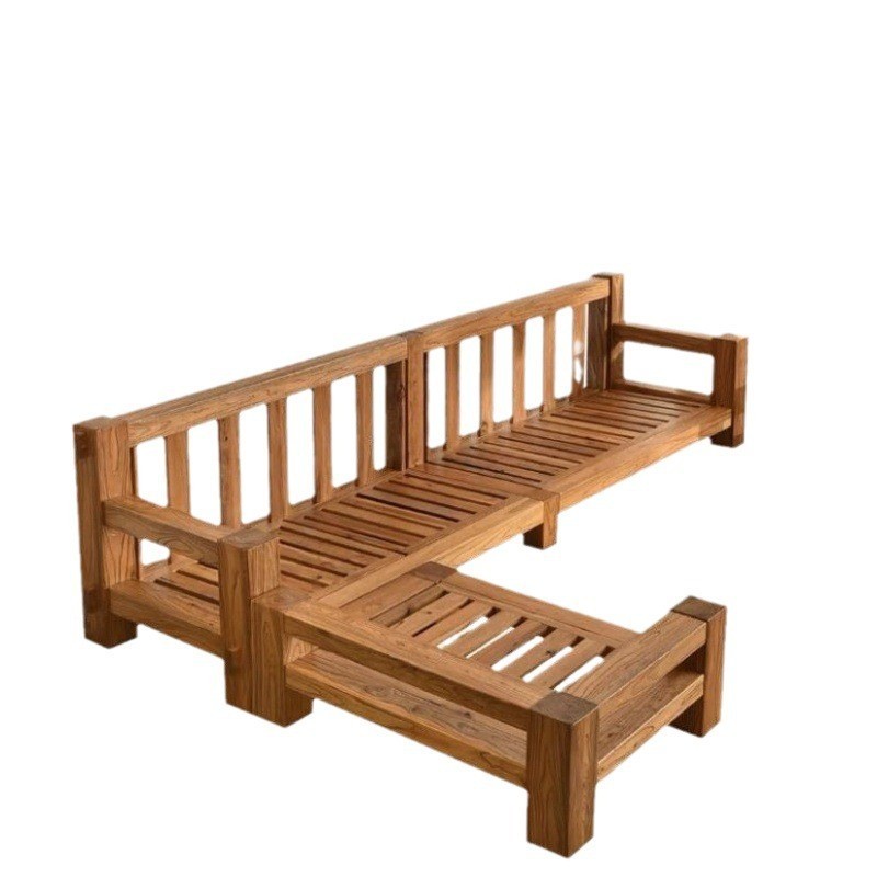 Sofa Sudut Kayu Elm Lama Bahan Besar Sofa Kayu Pejal Meja Kopi Ruang ...
