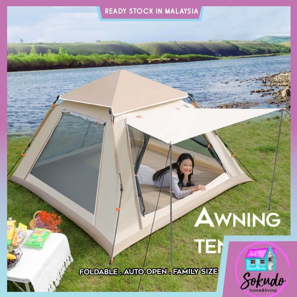 Top Quality Large Family Tent UV Awning Camping Tent 2 Door Outdoor ...