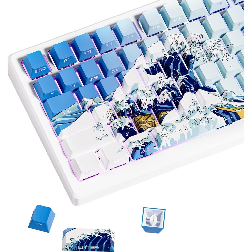 XVX Keyboard Keycaps - PBT Shine Through Keycap Set, Side Print Keycaps ...