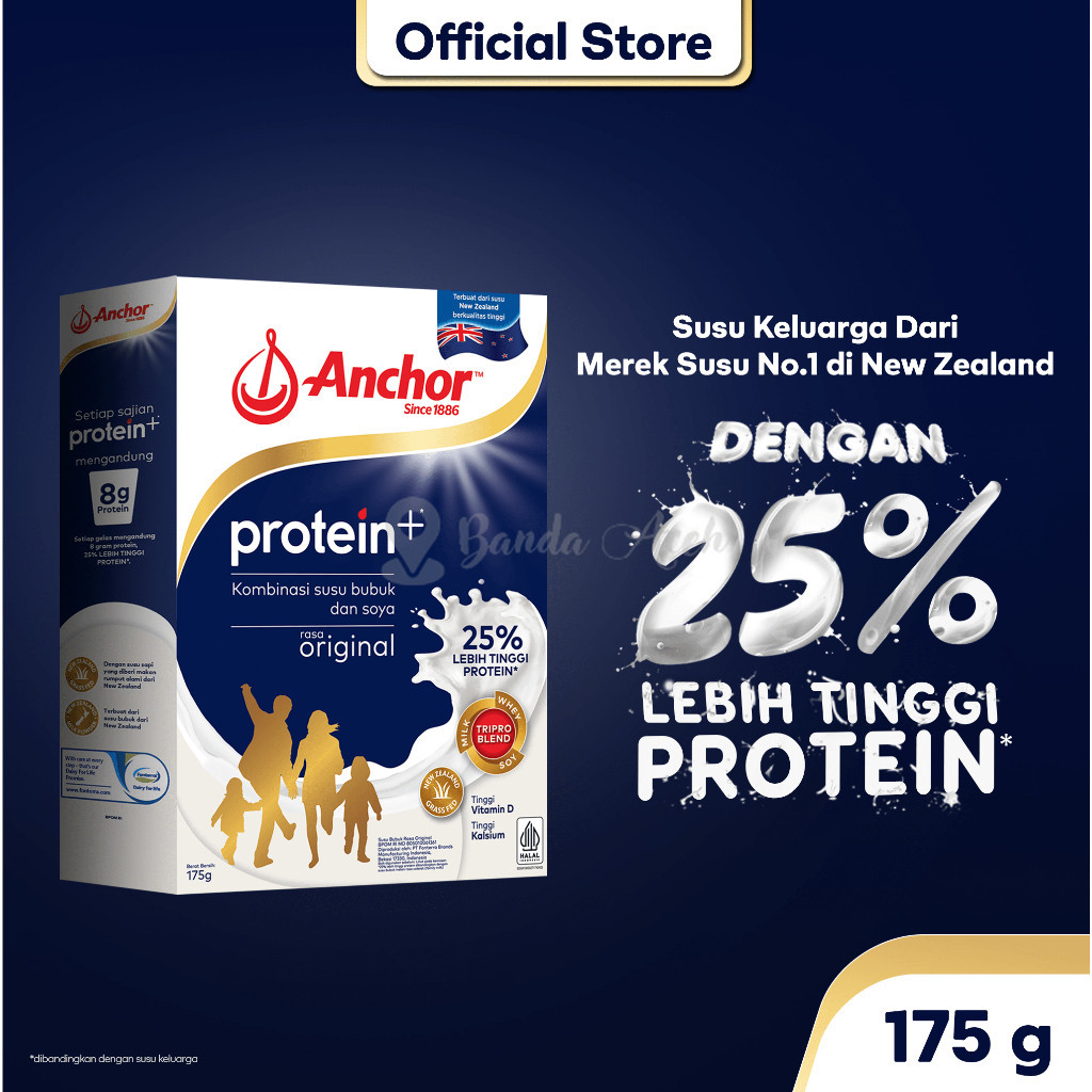 (Aceh) Anchor Milk Protein+ Original Family Milk 175g - High Protein ...