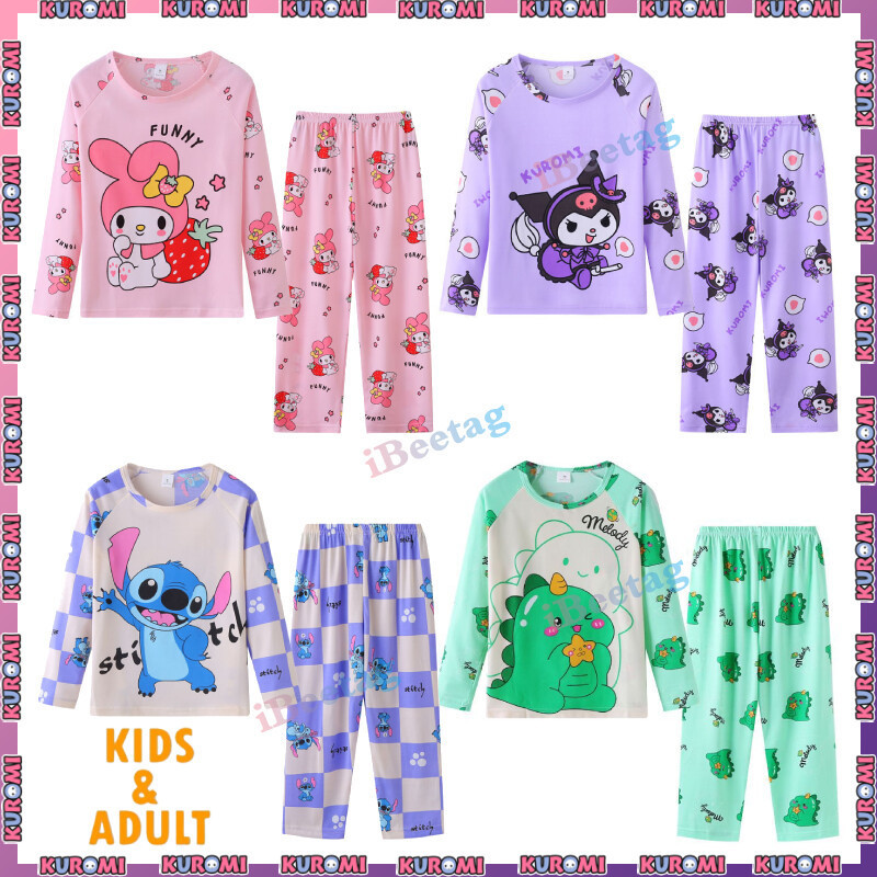 Sanrio Kuromi Cinnamoroll Pyjamas Set Kids&Adult Long Sleeve Pajamas ...