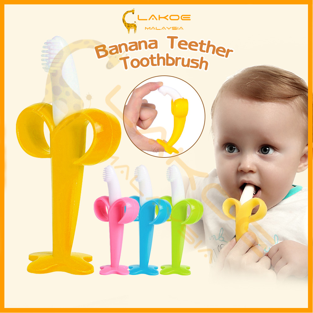 lakoe Banana Baby Teething Toothbrush Baby Silicone Banana Teether Toys ...