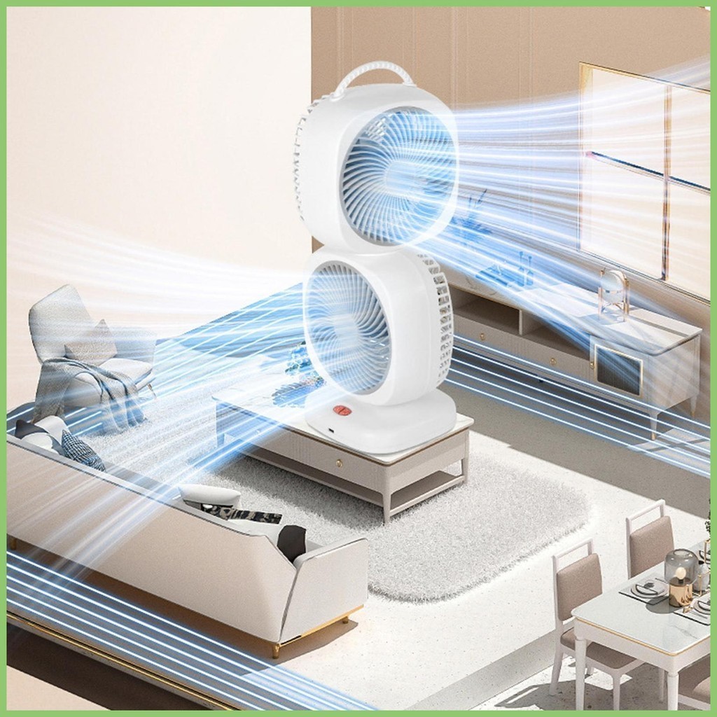 Small Desk Fans Dual Head Bedside Table Fan Small Room Cooling Fan with ...