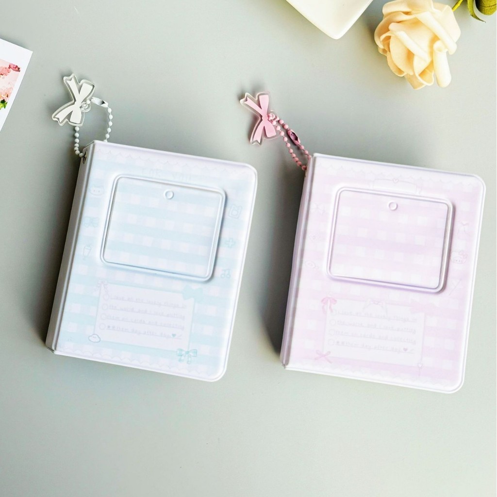 Korean Bow Photo Albums 3inch Card Holder Mini Album Bow Pendant Pink ...