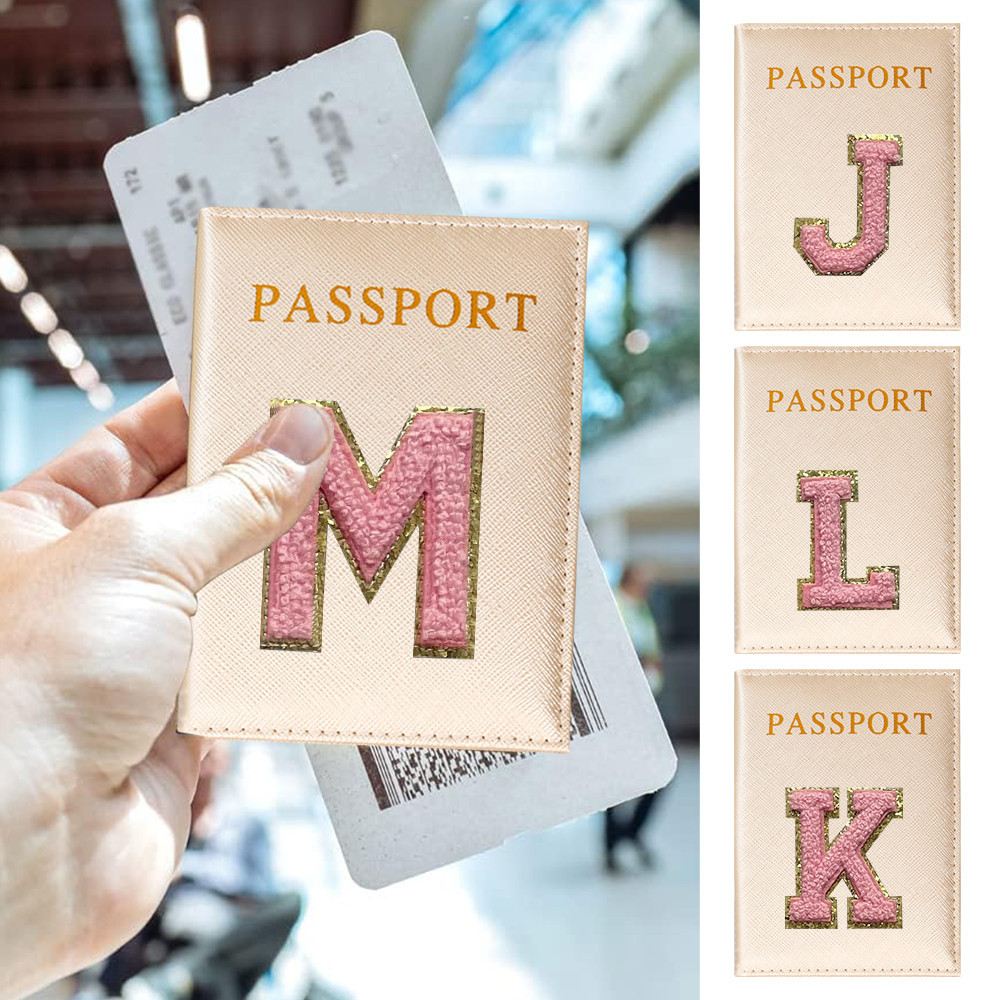 Passport Cover ID Bank Card Address Holder Bundle Pink Letter Series ...