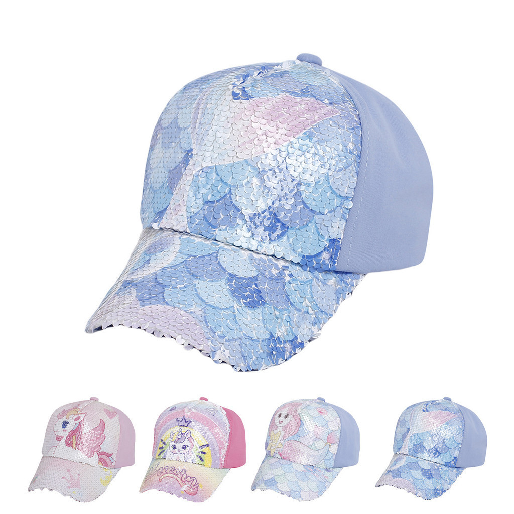 2-9Yrs Kids UV Hat Sequin Baseball Cap Children's Girls Caps Cute ...